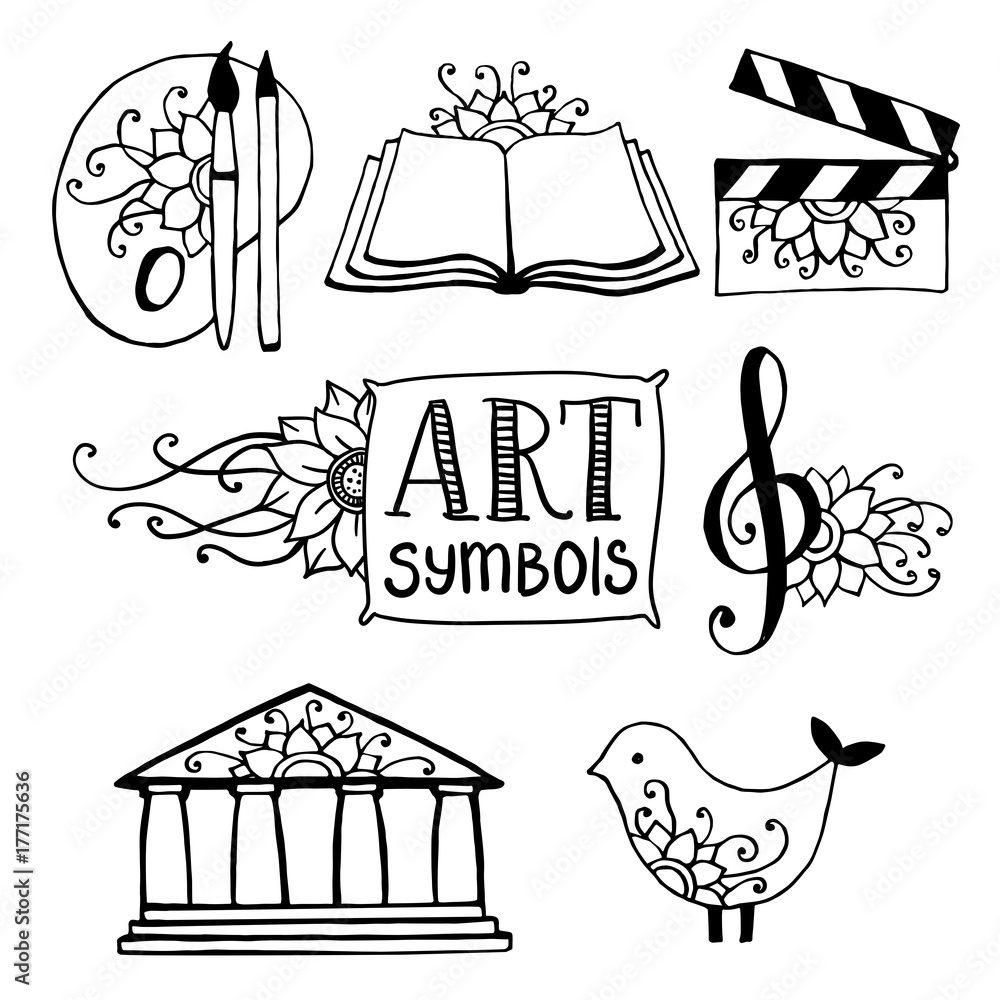 Sketch of art symbols. Stock Illustration | Adobe Stock