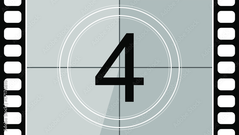 Vintage Movie Countdown Number Four Stock Vector | Adobe Stock