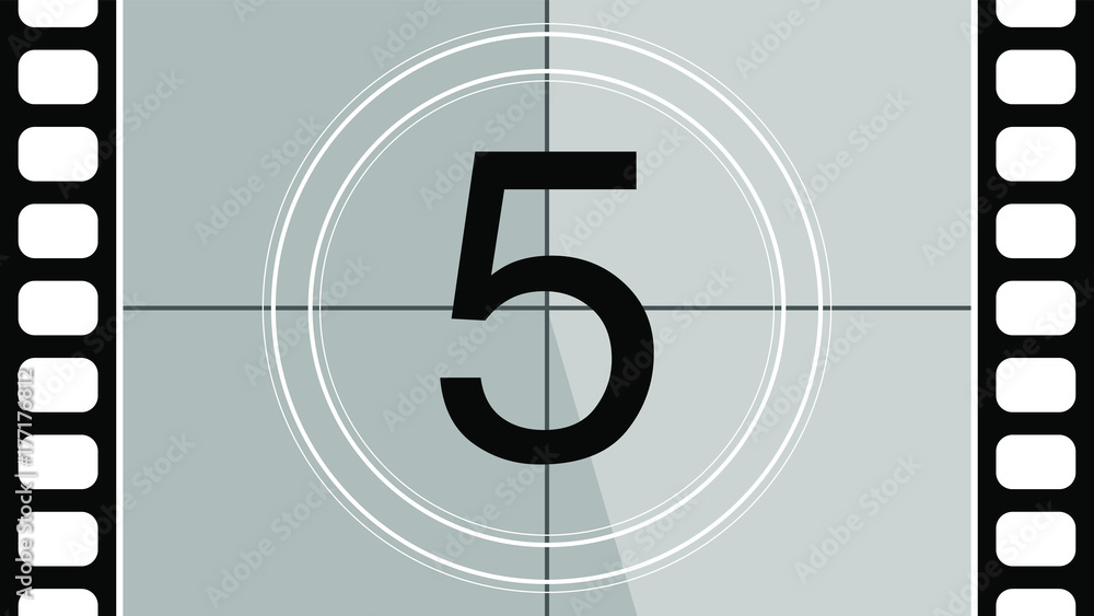 Vintage Movie Countdown Number Five Stock Vector | Adobe Stock