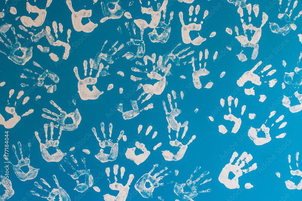 Hand Marks Made with White Paint Stock Photo | Adobe Stock