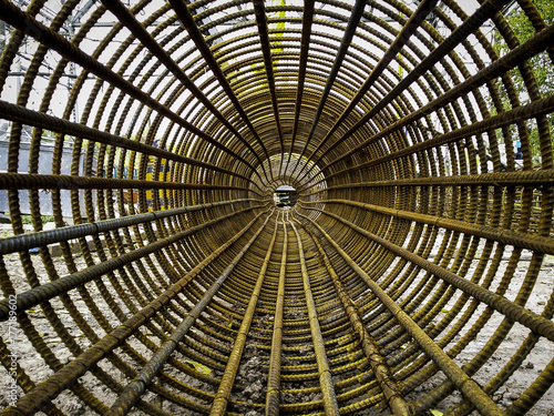 Caisson Reinforced Concrete Rebar Cage for Bridge Footing Stock Photo ...