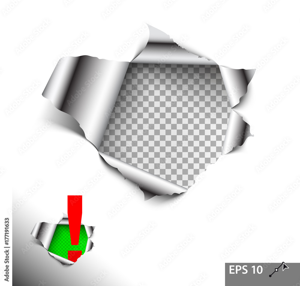 Realistic hole in paper isolated on white background. Vector ...