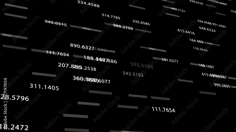 Abstract background with animation of growing charts and flowing ...