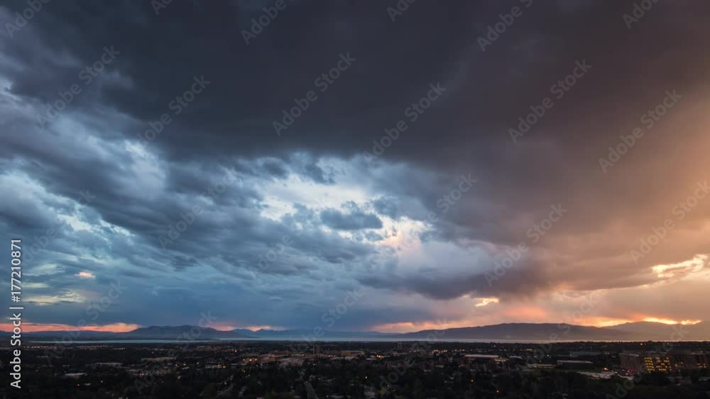 Time lapse of colorful sky at sunset over looking Provo Utah looking ...