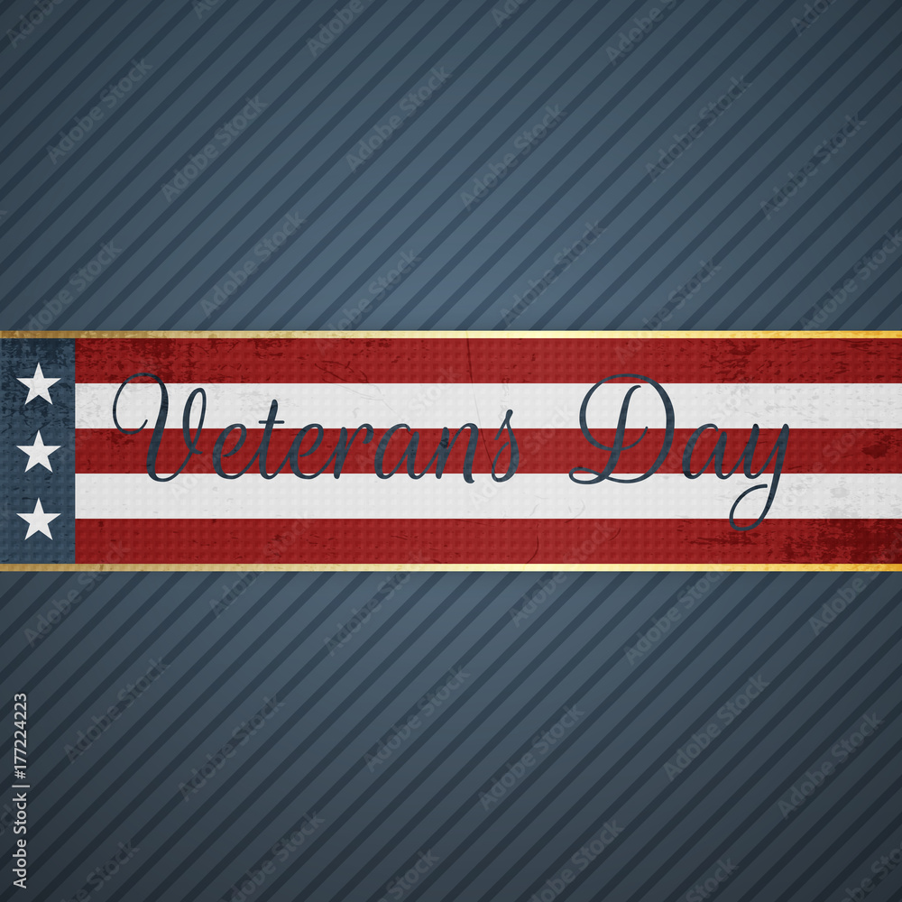 Veterans Day realistic national textile Ribbon Stock Vector | Adobe Stock
