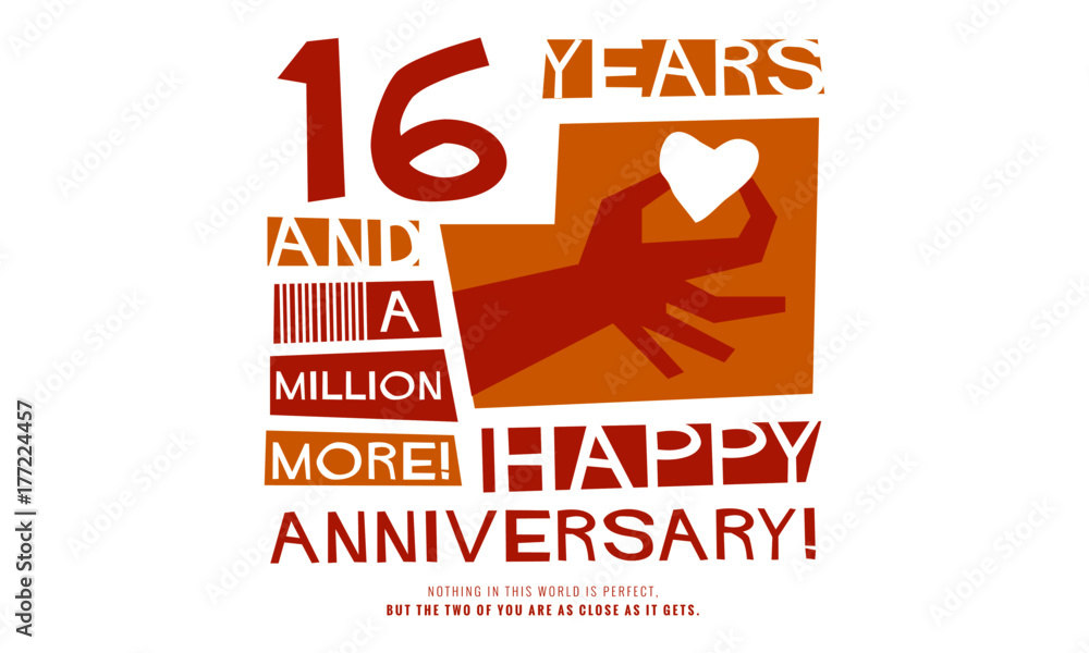 16 Years and a Million More Happy Anniversary (Vector Illustration ...
