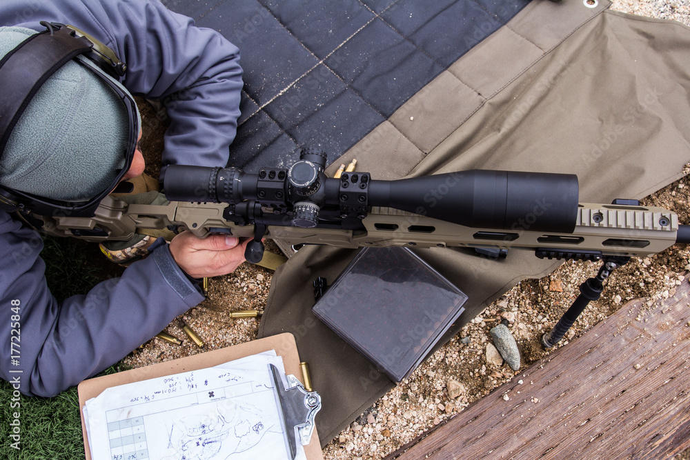 Prone Long Range Shooter w Range Card Stock Photo | Adobe Stock