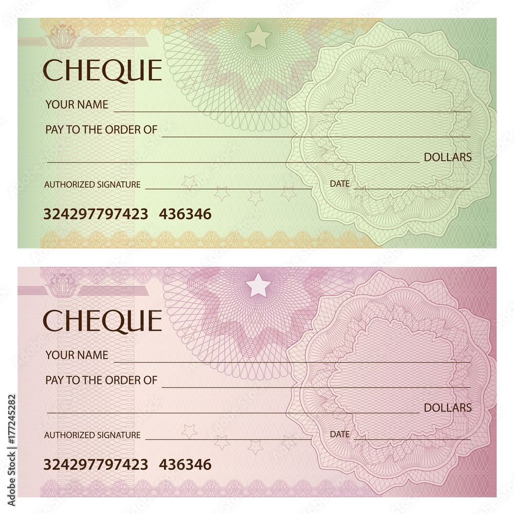 Vetor de Check (cheque), Chequebook template. Guilloche pattern with ...