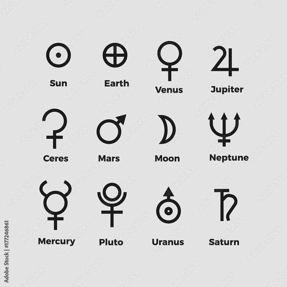 planet astrology symbols set Stock Vector | Adobe Stock
