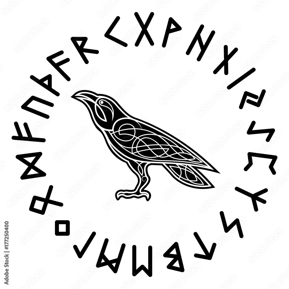 Runic Raven Stock Vector | Adobe Stock