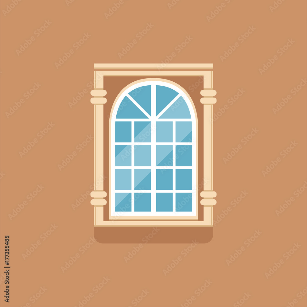 Flat classical arched window with decorated facade Stock Vector | Adobe ...
