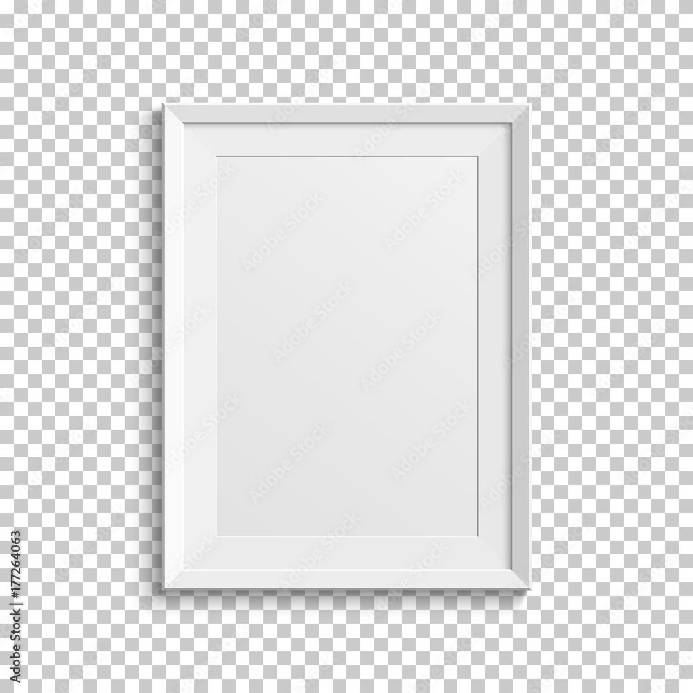 Realistic white picture frame on transparent background. Stock Vector ...