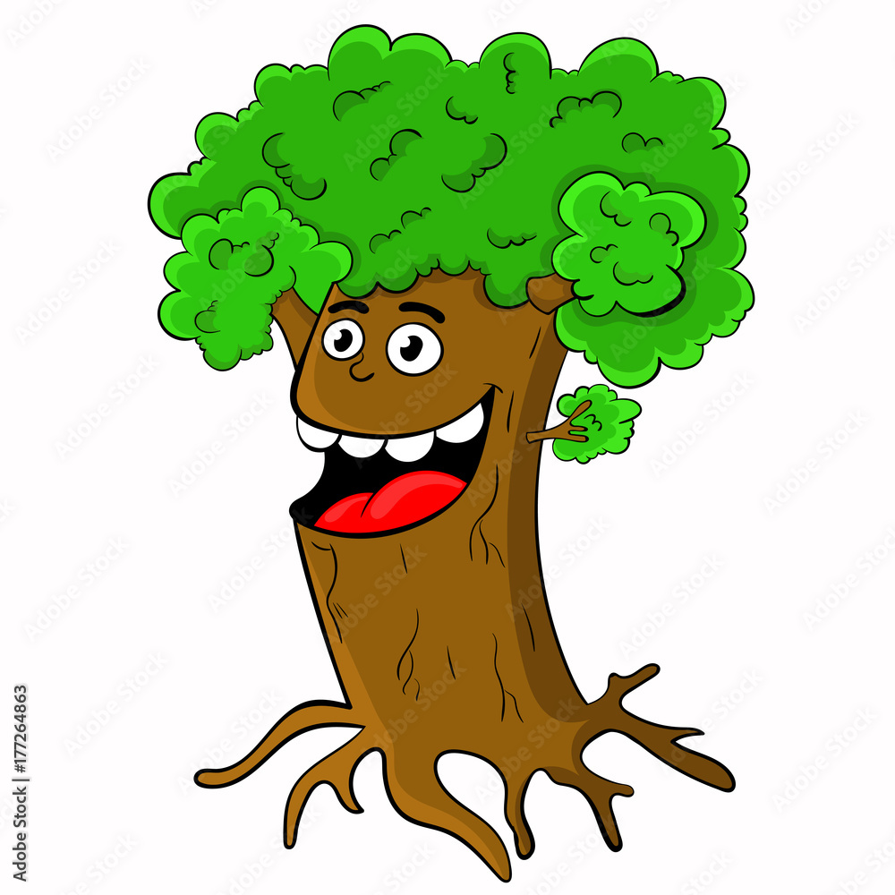 funny cartoon tree design nature. vector illustration. Stock Vector ...