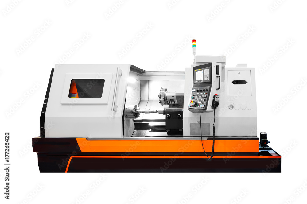 Manufacturing professional lathe machine. Industrial concept ...