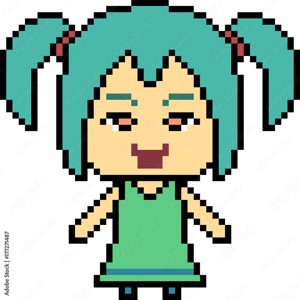 vector pixel art girl Stock Vector | Adobe Stock