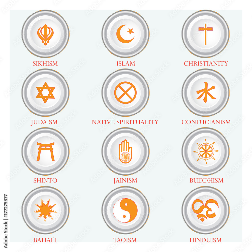 Religious symbols A circle of religious symbols. International ...