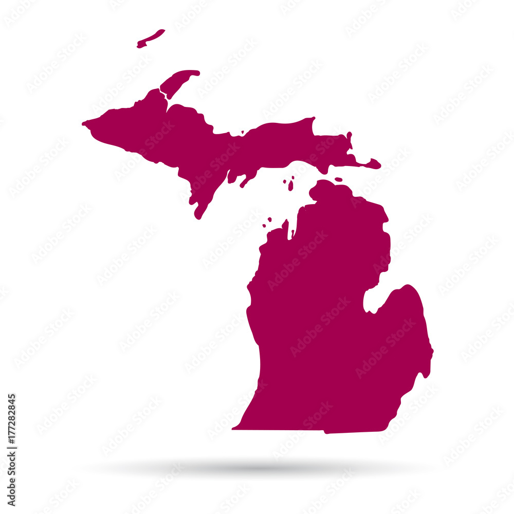 Map of the U.S. state of Michigan on a white background Stock Vector ...