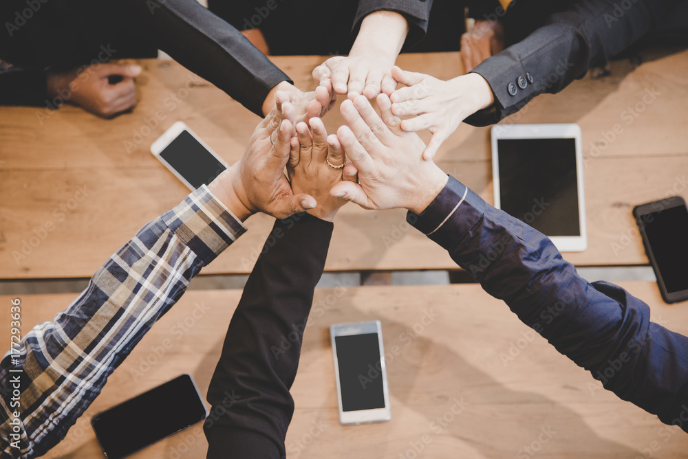 Top view executive business people group team happy showing teamwork ...