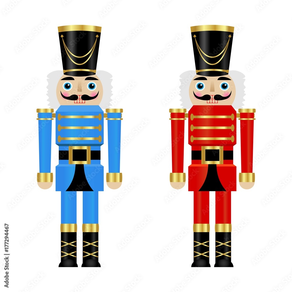 Vector illustration of a blue and red nutcrackers Stock Vector | Adobe ...