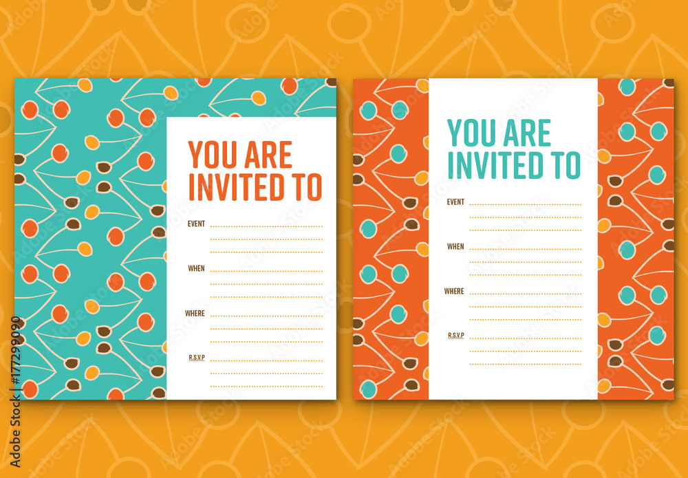 Circle and Line Event Invitation Layout 1 Stock Template | Adobe Stock