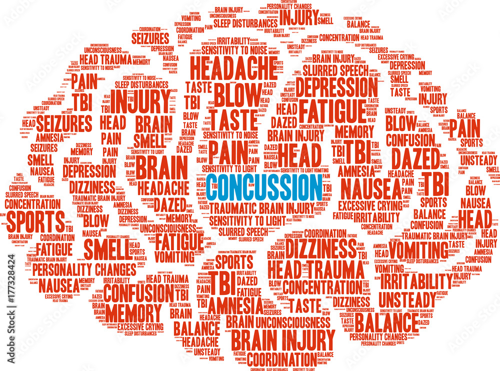 Concussion Word Cloud on a white background. Stock Vector | Adobe Stock