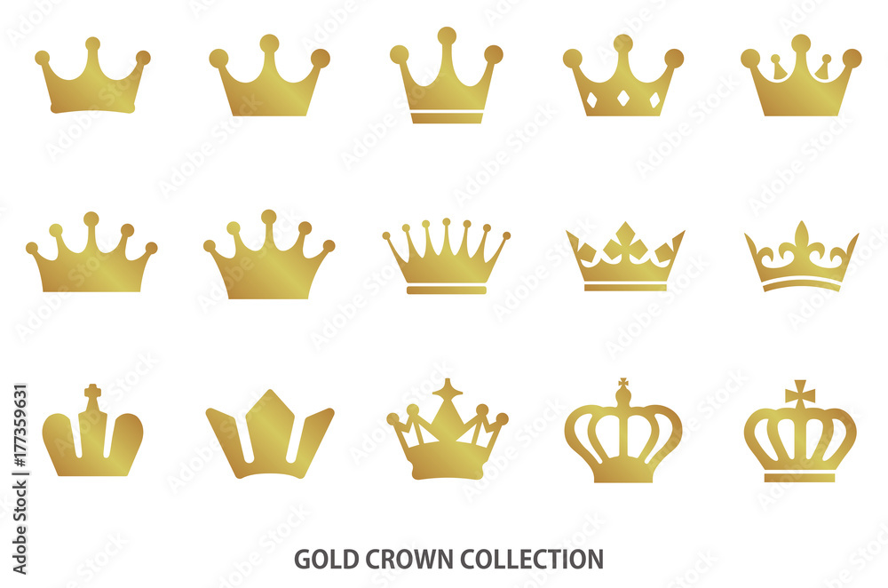 Gold crown icon collection Stock Vector | Adobe Stock