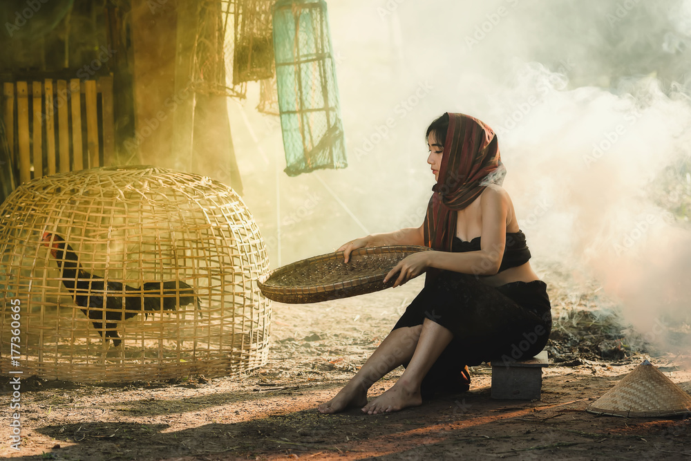 Lifestyle of rural Asian women in the field countryside thailand.Daily ...