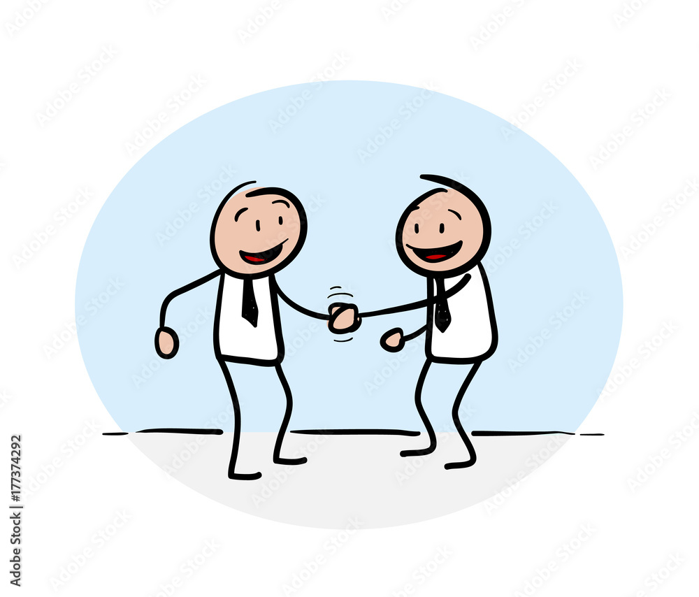 Business Stick Figures Shaking Hands