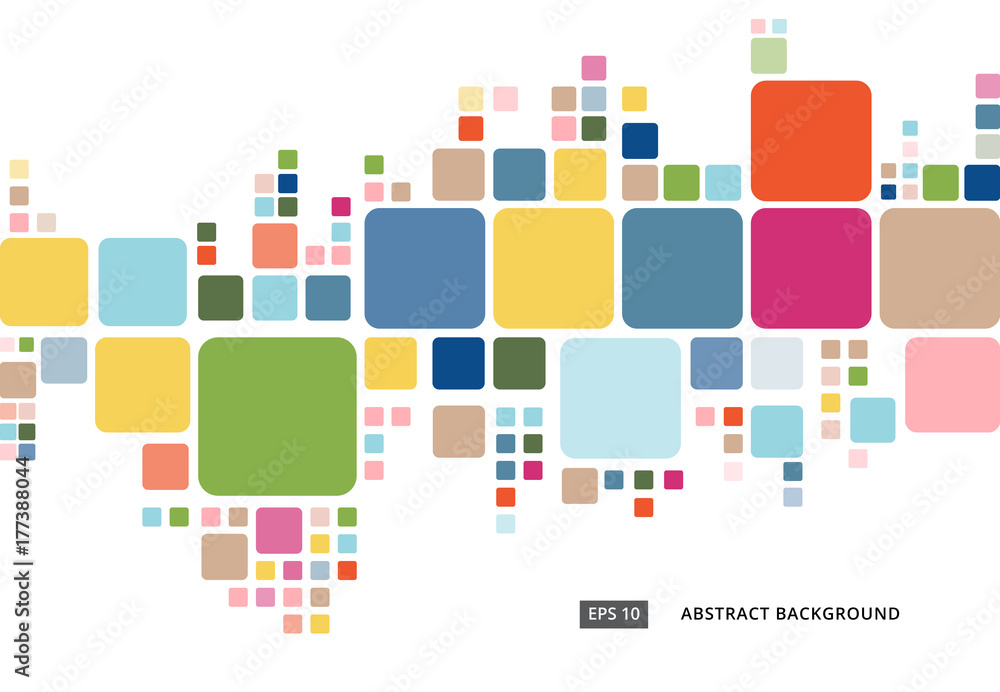 Abstract colorful geometric square border pattern on white background ...
