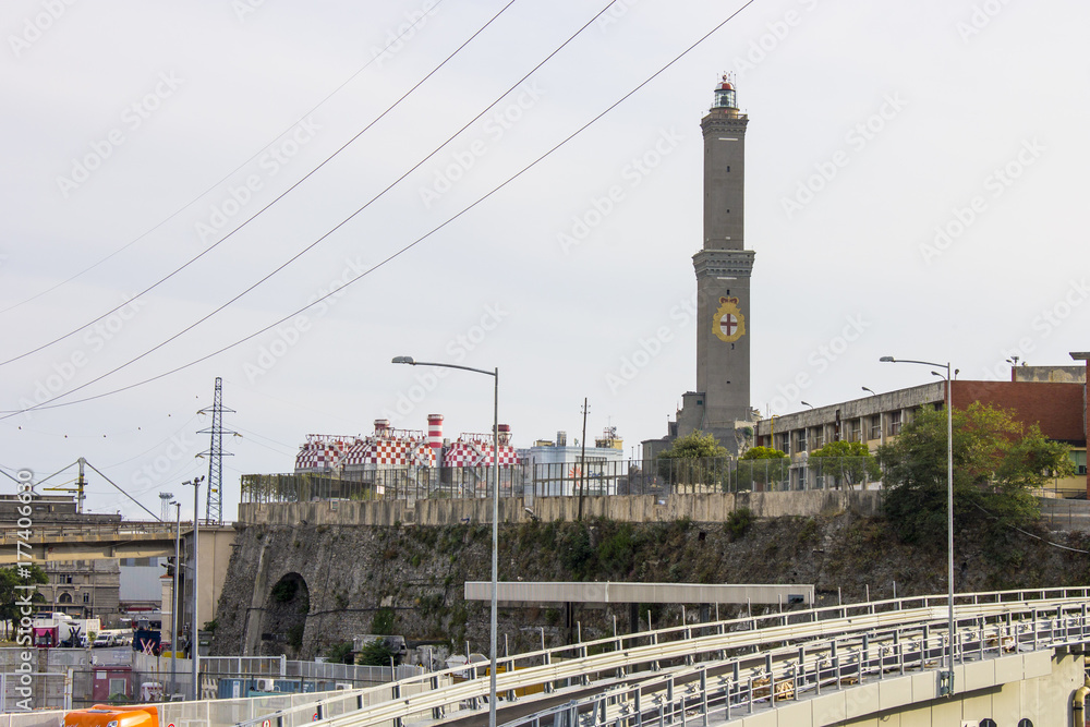 The Lighthouse or Lanterna of Genoa, the main lighthouse for the citys ...