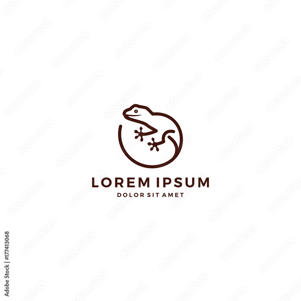 lizard gecko logo vector icon template line art outline Stock Vector ...