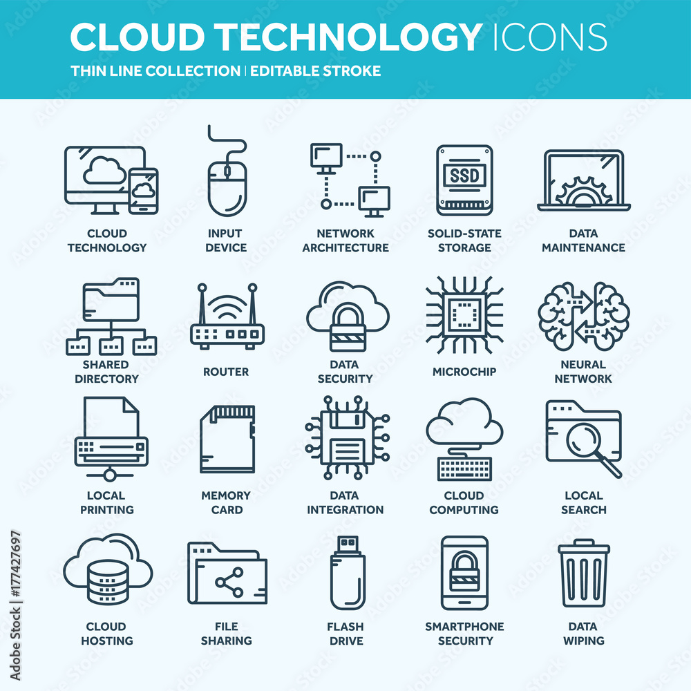 Cloud omputing. Internet technology. Online services. Data, information ...
