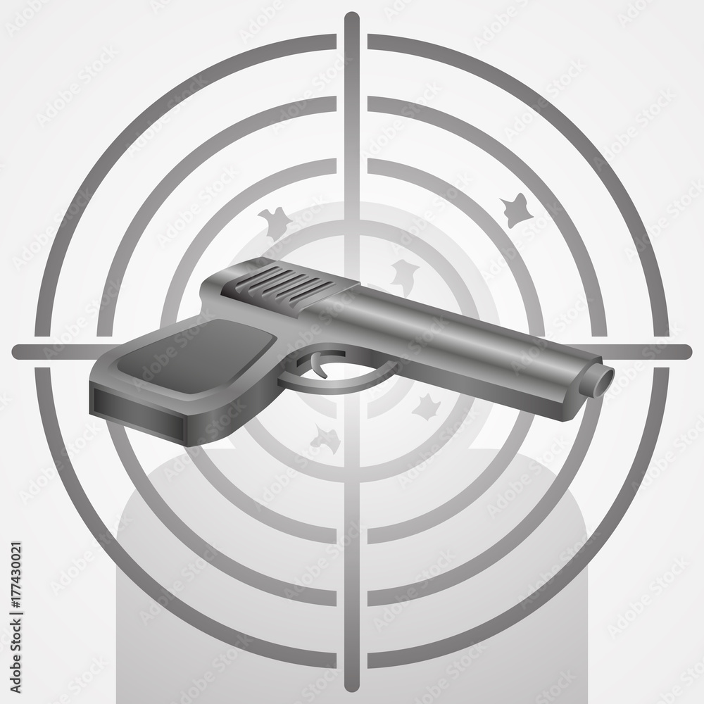 Target with gun vector shooting range illustration Stock Vector | Adobe ...