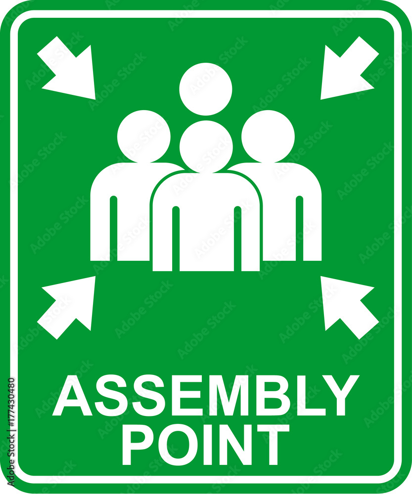 assembly point sign Stock Illustration | Adobe Stock