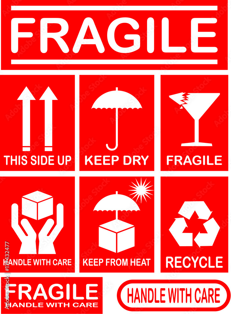 fragile, sticker Stock Illustration | Adobe Stock