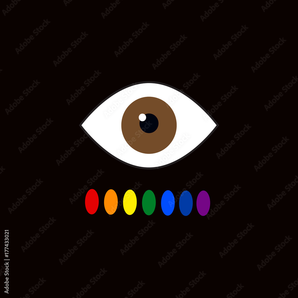 Color blindness. Eye color perception. Seven colors of the rainbow ...