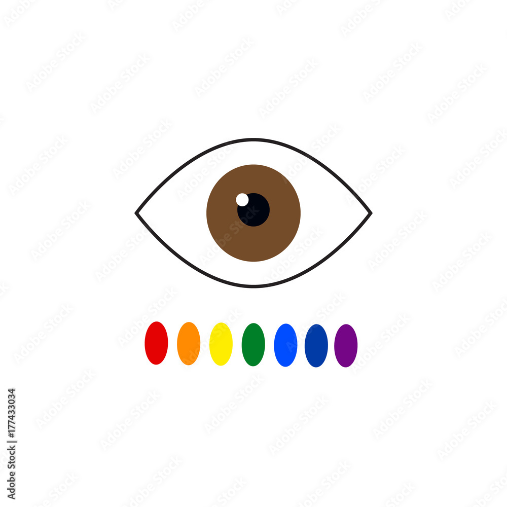 Color blindness. Eye color perception. Seven colors of the rainbow ...