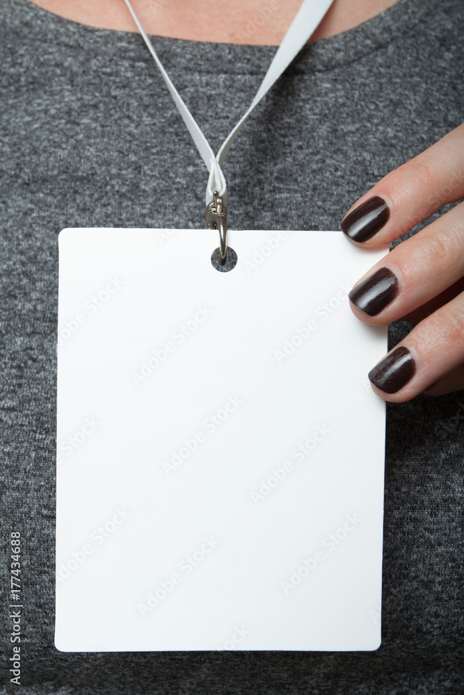 Vertical personal identification mark in the office at the neck on the ...