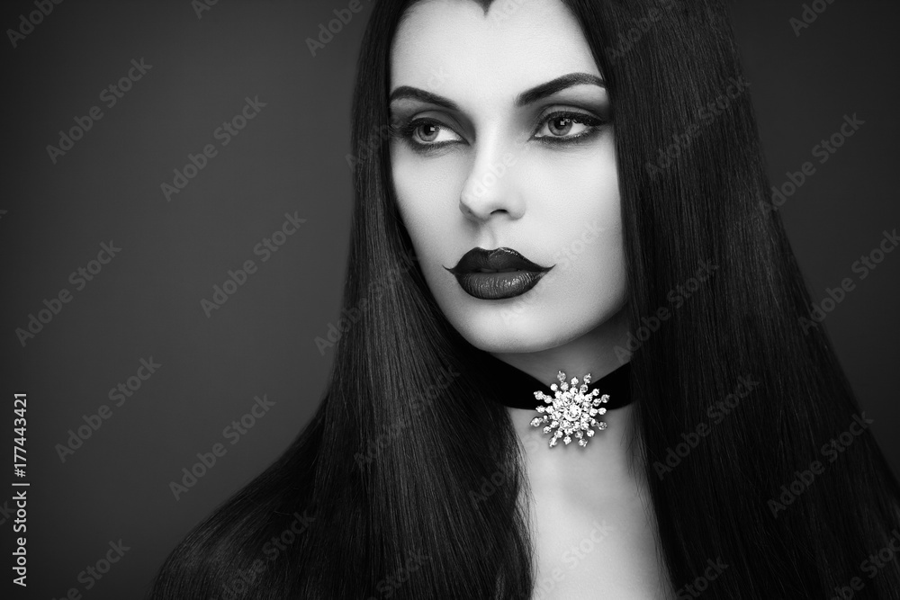 Halloween Vampire Woman portrait. Beautiful Glamour Fashion Sexy ...
