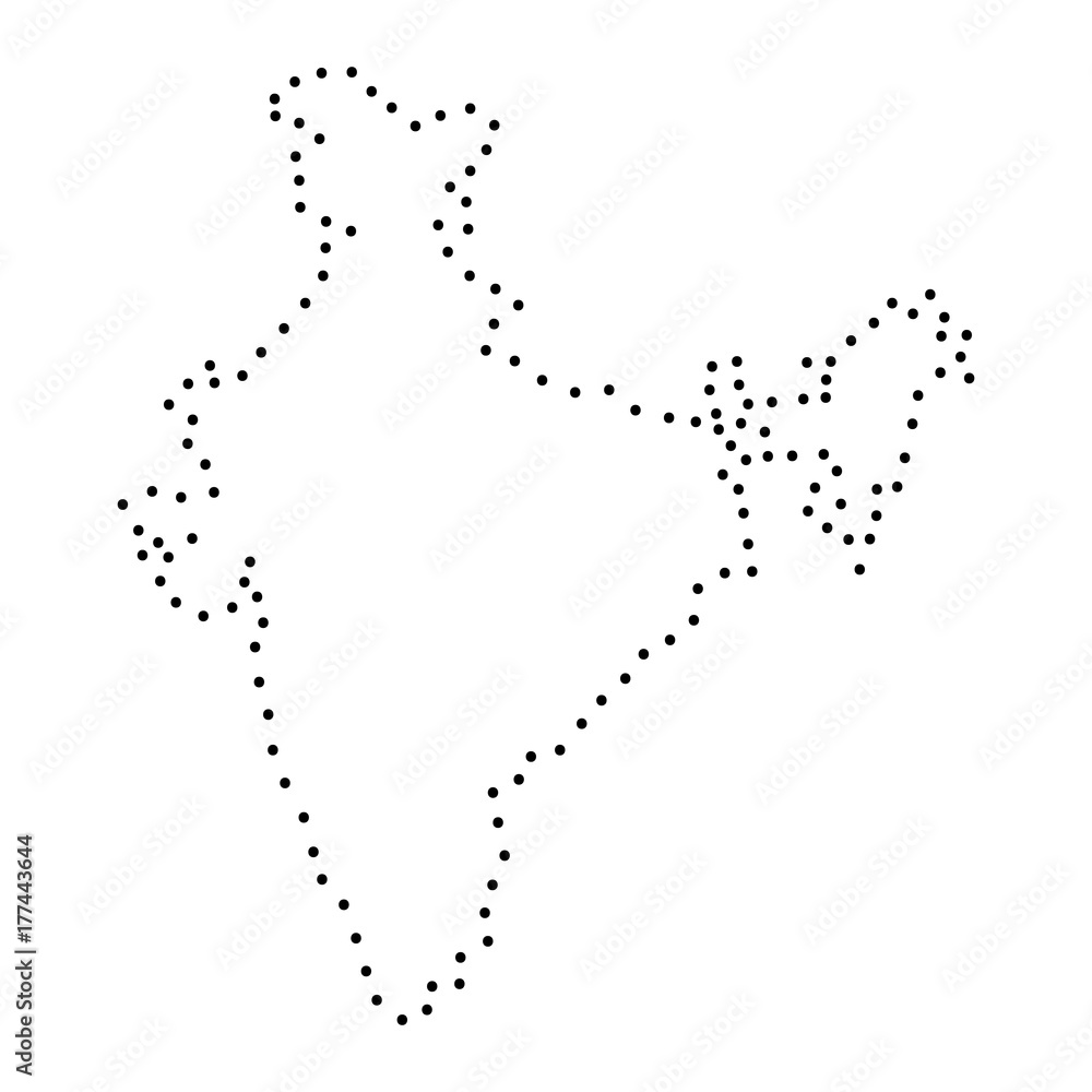 Abstract schematic map of India from the black dots along the perimeter ...