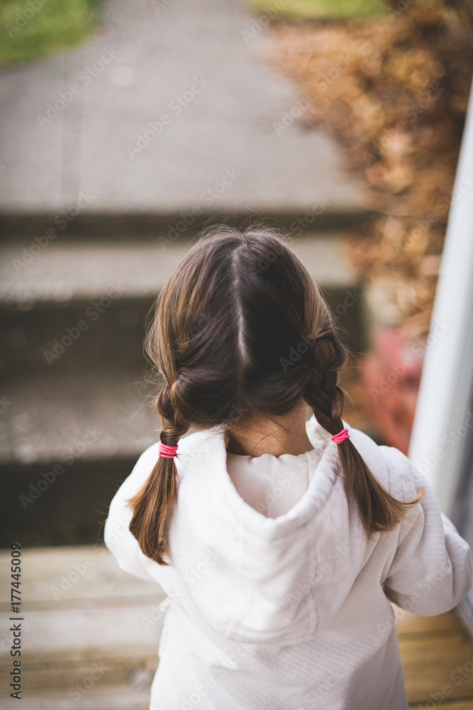 Back view of little girl with braids Stock Photo | Adobe Stock