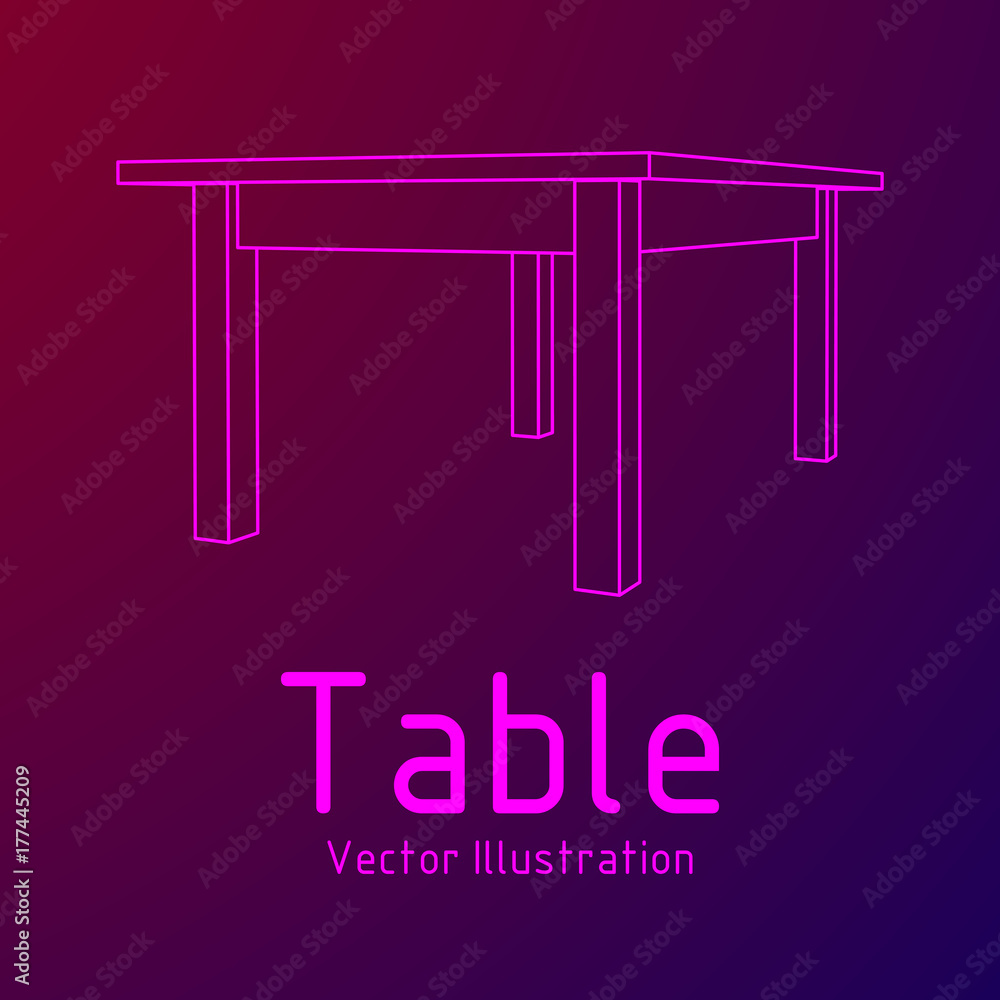 Table furniture wireframe blueprint. Linear outline pedestal vector ...