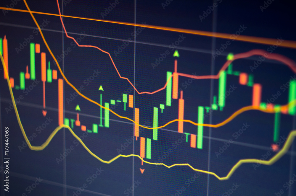 market trade background graph with red and green candles start growing ...