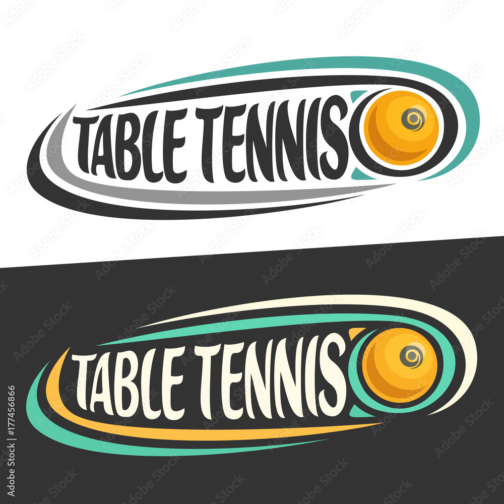 Vector logos for Table Tennis sport, flying yellow ping pong ball and ...