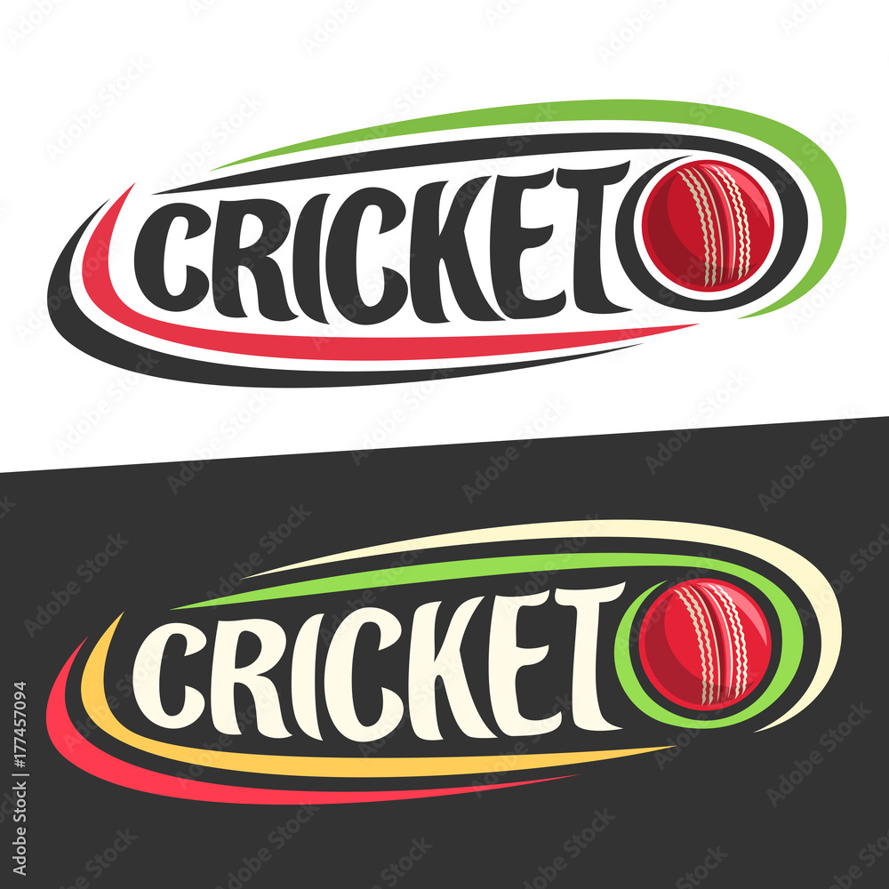 Vector logos for Cricket sport, flying on trajectory red ball and ...