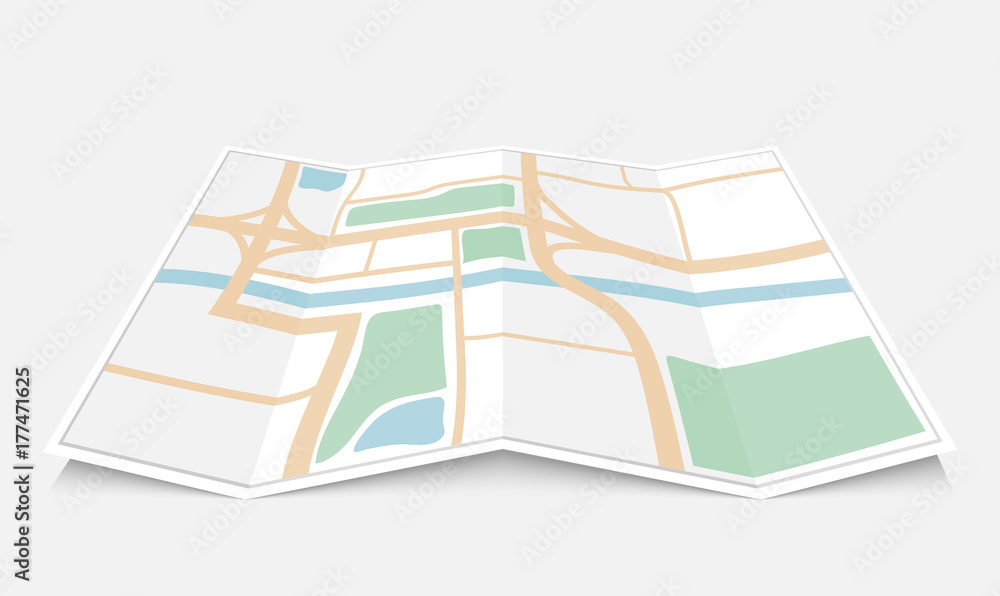 Folded paper city map, vector illustration Stock Vector | Adobe Stock Folded paper city map, vector illustration Stock Vector | Adobe Stock