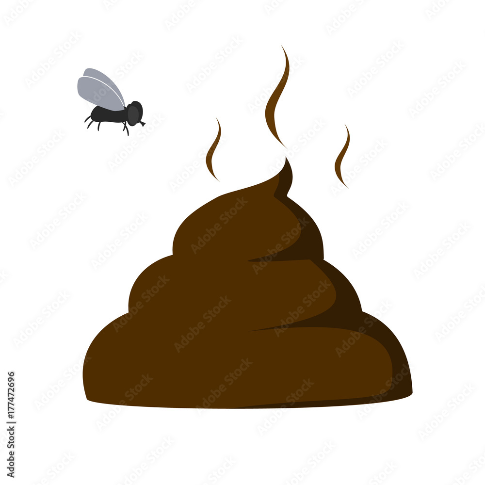 vector illustration of a poop with a fly over it Stock Vector | Adobe Stock