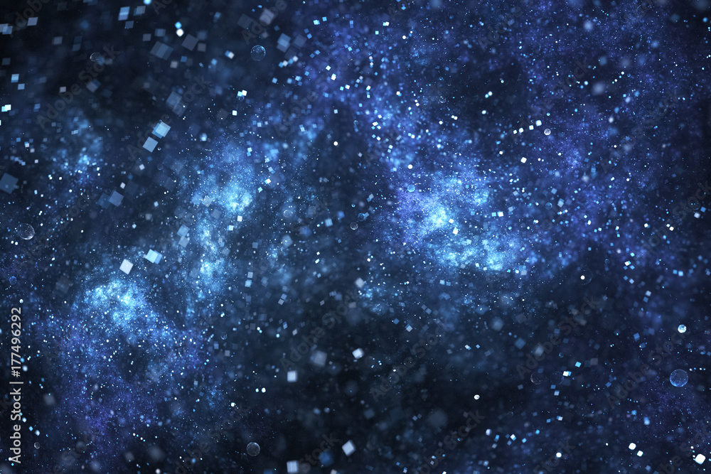 Bright galaxy. Abstract blue sparkles on black background. Fantasy ...