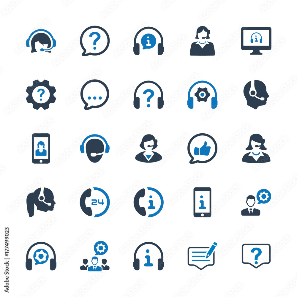 Customer Support Icons - Blue Version Stock Vector | Adobe Stock