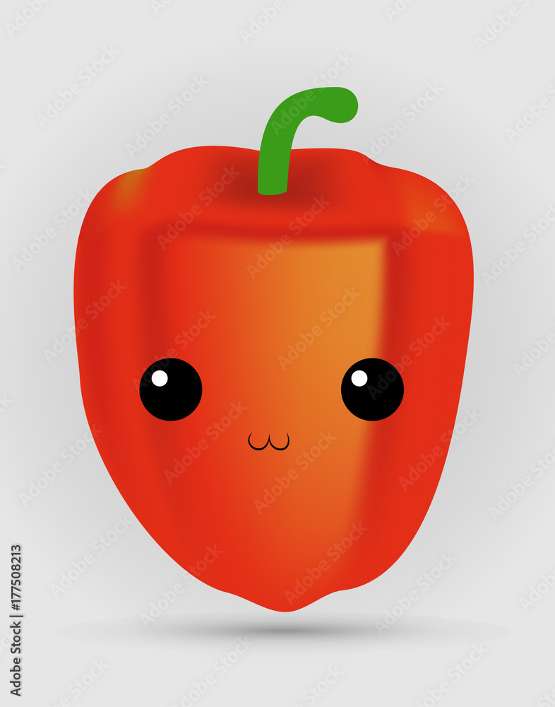 Happy smiling cute capsicum.Vector flat cartoon character illustration ...